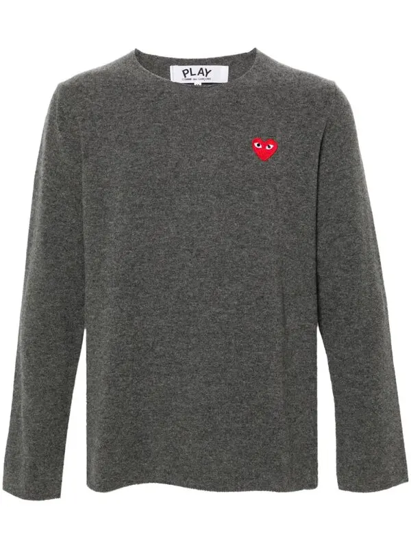 Play Comme Des Garcon Heart-patch Wool Jumper