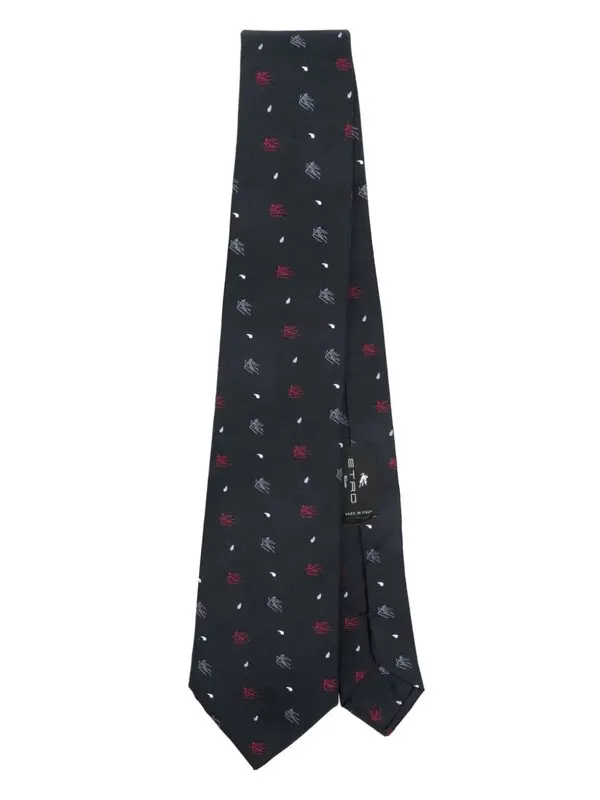 Etro Jacquard Silk Neck Tie - Blue