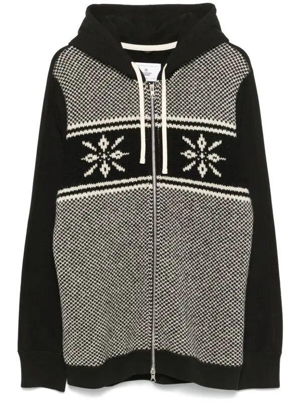 Junya Watanabe Intarsia-knit Hoodie - Black