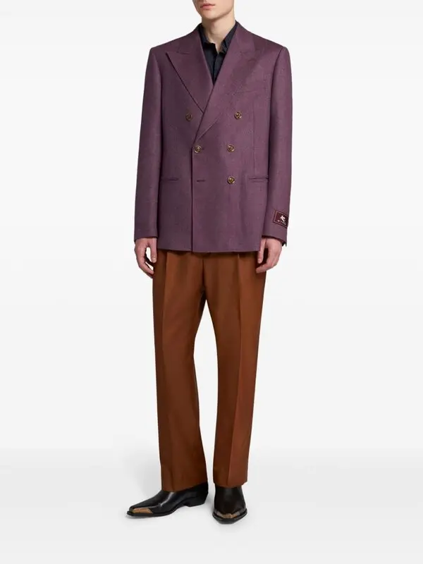 Etro Double-breasted Cashmere Blazer - Purple