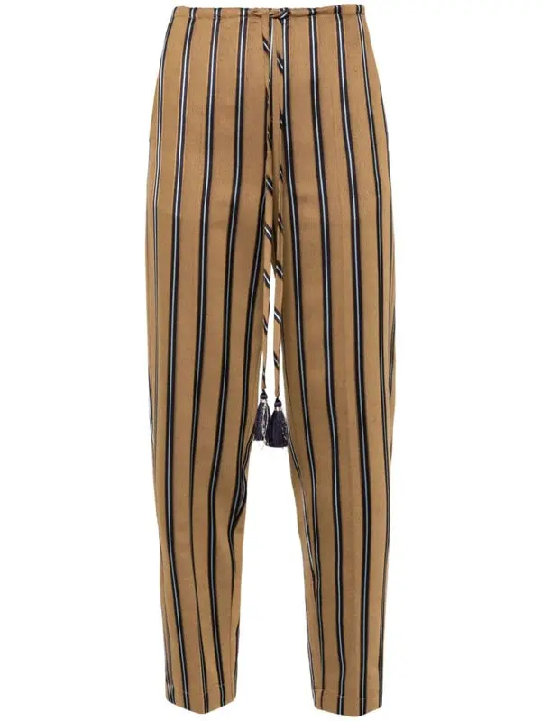 FORTE_FORTE Striped Tapered Trousers - Neutrals