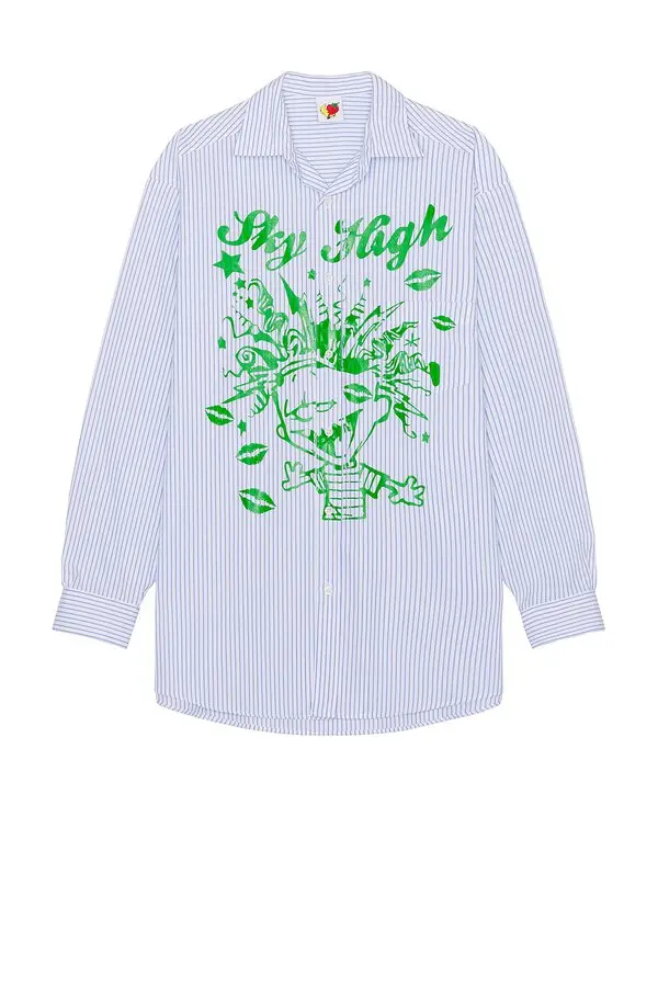 SKY HIGH FARM WORKWEAR Mindblown Print Button Down Shirt In Blue