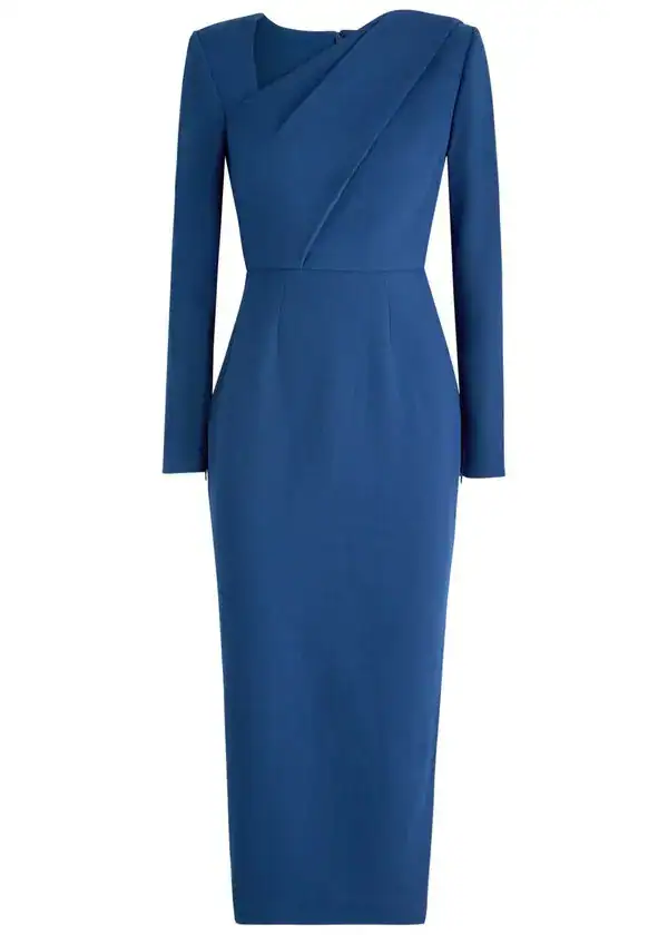 roland mouret asymmetrical midi dress Asymmetric belted crpe midi dress in blue - Roland Mouret
