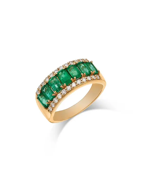 Bloomingdale'S Emerald & Diamond Band In 14k Yellow Gold