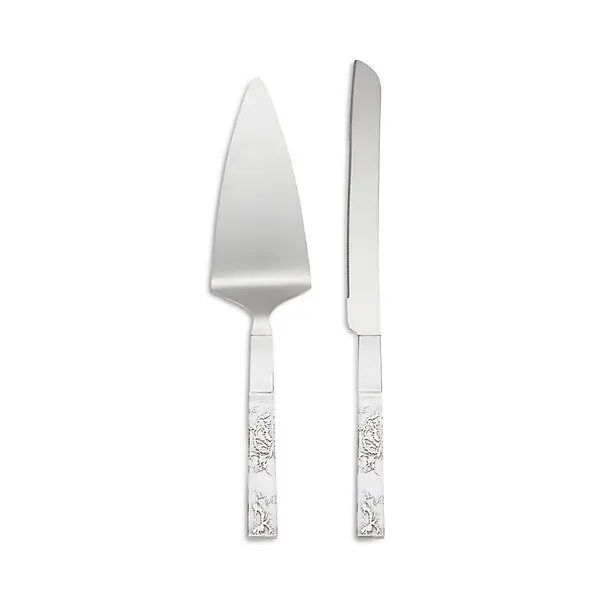 LENOX Marchesa Silver Peony 2 Piece Dessert Set