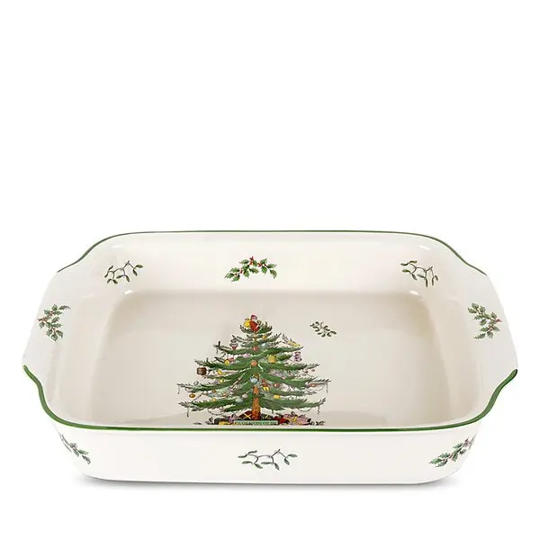 SPODE Christmas Tree Rectangular Handled Dish