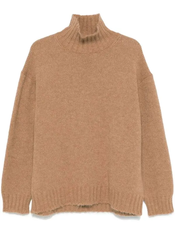 JIL SANDER High-neck Sweater - Brown