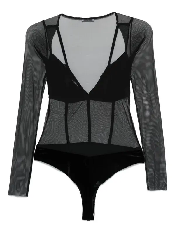 Patrizia Pepe Mesh Bodysuit - Black