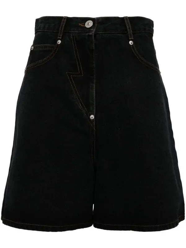 PUSHBUTTON Logo Patch Denim Shorts