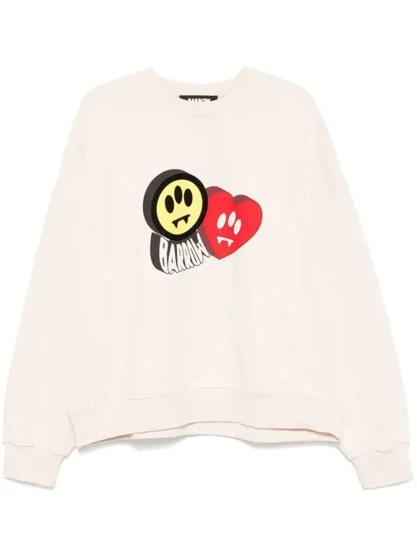 Barrow Printed Crew-Neck Sweatshirt In Neutrals - 73% Off