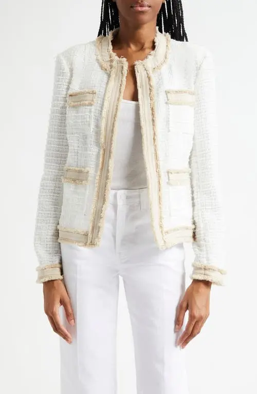 L'Agence Agnes Tweed Jacket - Blanc/ Biscuit