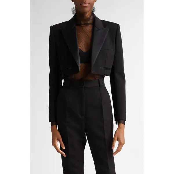 Dolce & Gabbana Wool & Silk Blend Cropped Blazer
