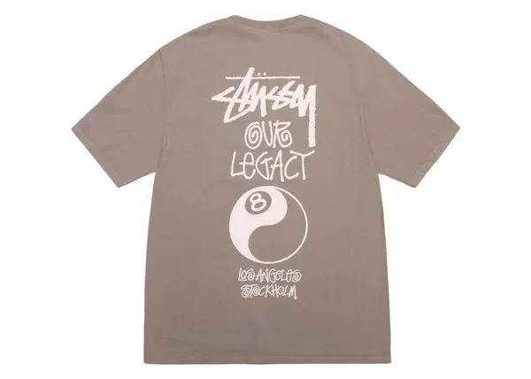 StÜssy X Our Legacy Work Shop 8 Ball Yin Yang Pigment Dyed Tee Shirt - Taupe