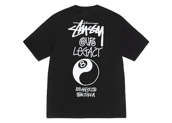 StÜssy X Our Legacy Work Shop 8 Ball Yin Yang Pigment Dyed Tee Shirt - Black
