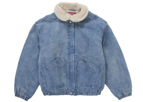 Supreme Faux Shearling Lined Bomber Jacket - Denim