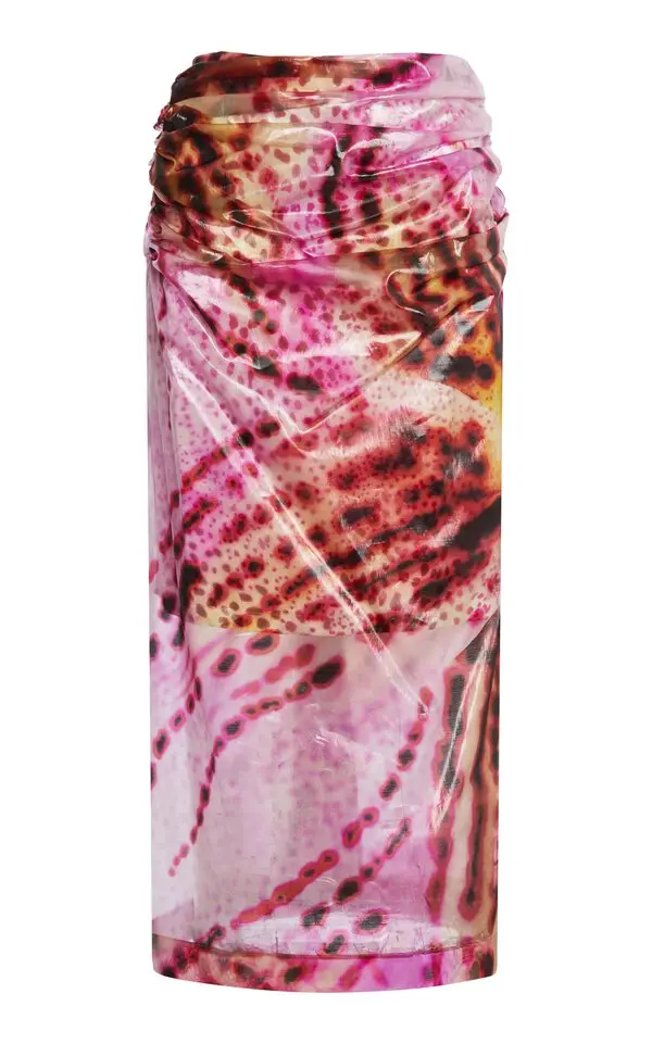 Dries Van Noten Printed Organza Midi Skirt - Fuchsia