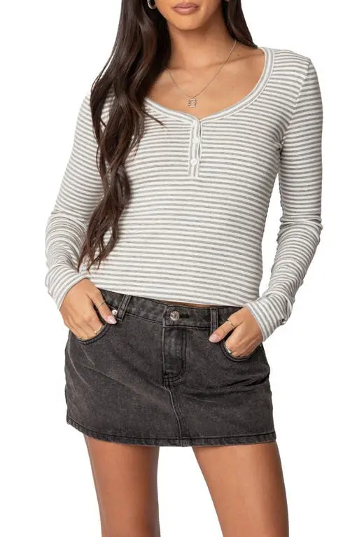 EDIKTED Jocelyn Stripe Stretch Cotton Top
