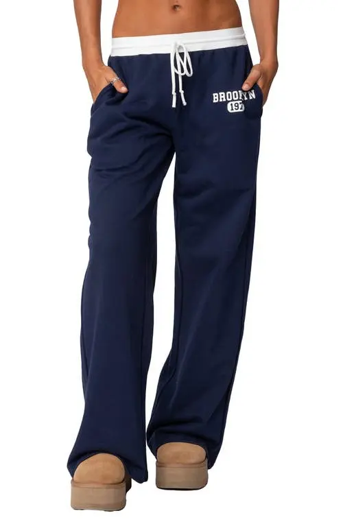 EDIKTED Brookie Graphic Sweatpants - Navy