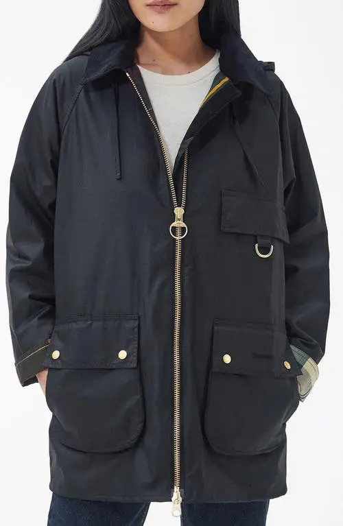 Barbour Highclere Hooded Waxed Jacket - Black/ Classic/ Dress/ Ancient