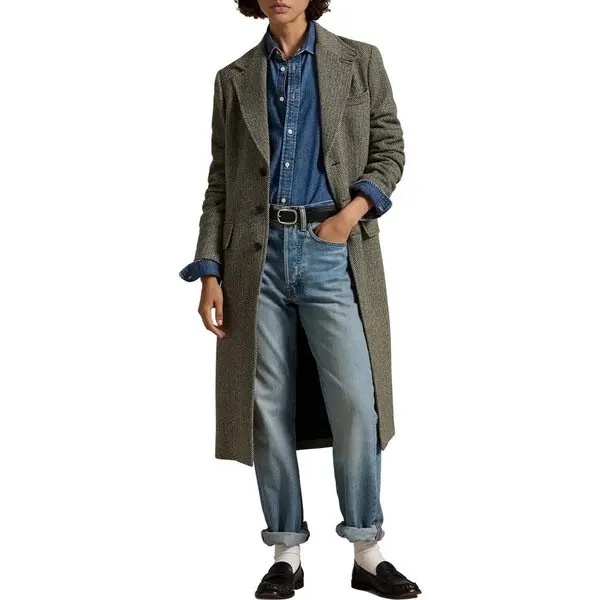 Ralph Lauren Herringbone Wool Blend Coat