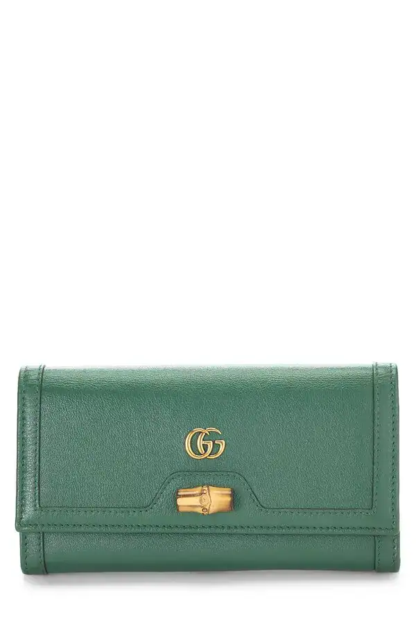 Gucci Leather Diana Bamboo Wallet On Chain - Green | Editorialist