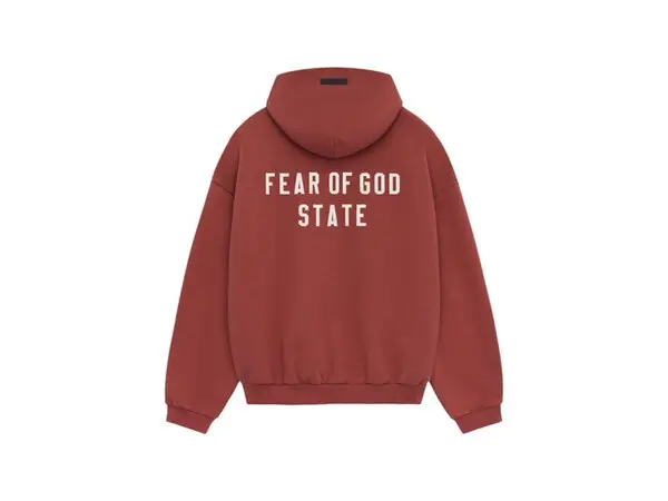 Fear Of God Essentials Heavy Fleece Fullzip Hoodie - Crimson