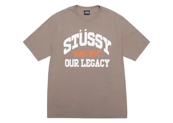 StÜssy X Our Legacy Work Shop Collegiate Pigment Dyed Tee Shirt - Taupe