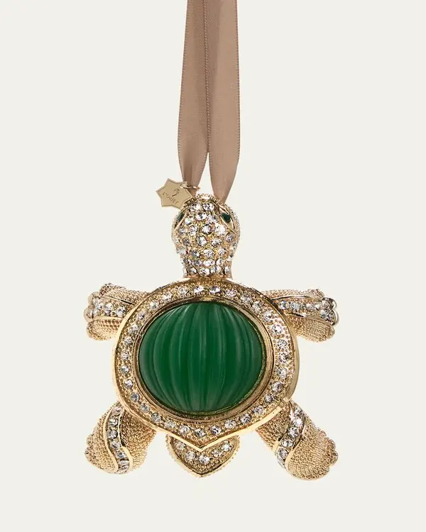 L'Objet Crystal-embellished Turtle Christmas Ornament - Green/white