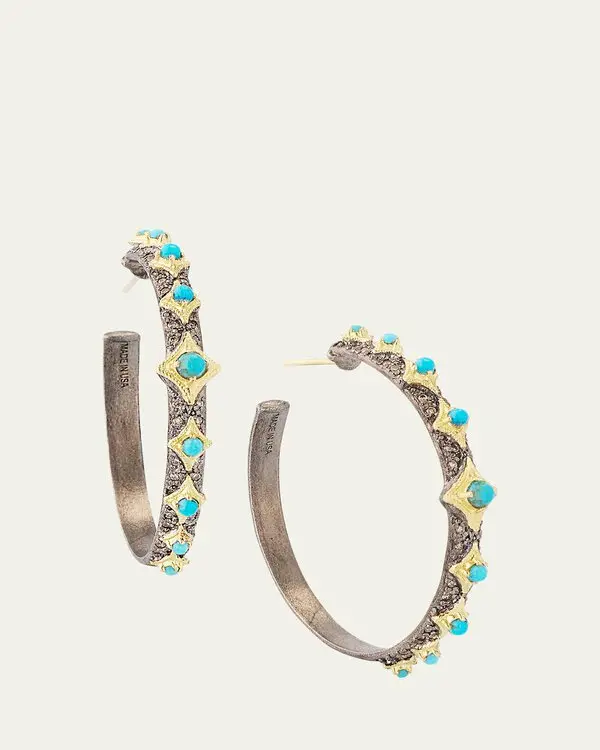 Armenta Alternating Crivelli Hoop Earrings