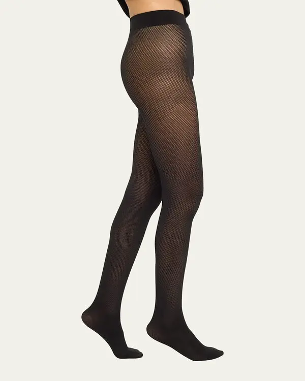 Wolford Cotton Net Tights, 60 Denier Black Editorialist