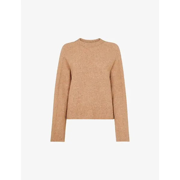 Whistles Alana Crewneck Wool-blend Jumper - Tan