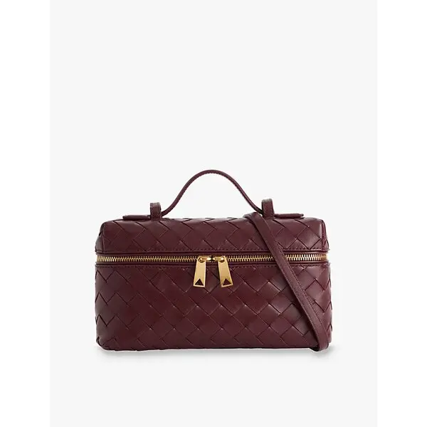 Bottega Veneta Intrecciato-weave Leather Vanity Bag - Barolo-gold