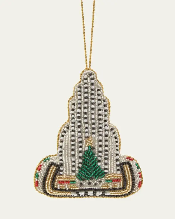 SUDHA PENNATHUR Rockefeller Center Building Beaded Christmas Ornament