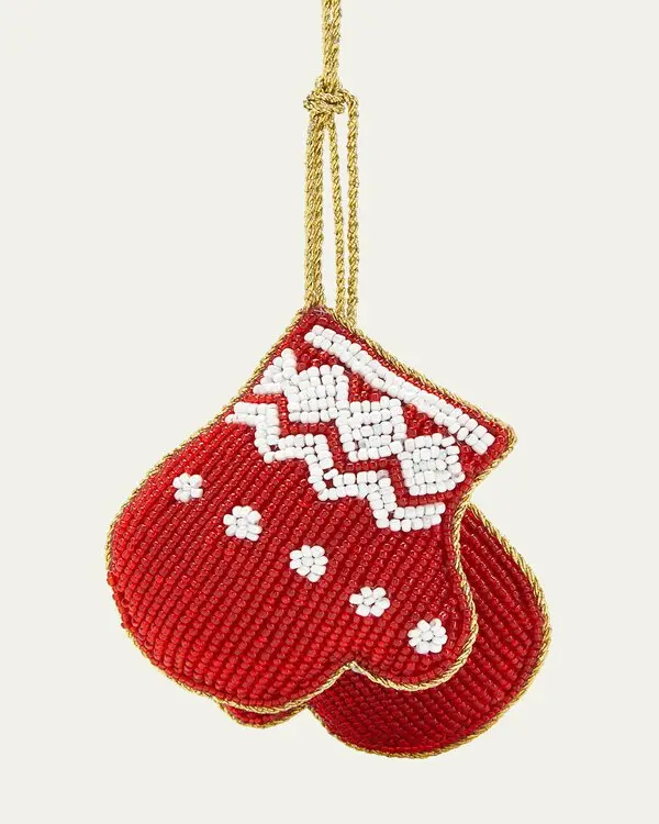 SUDHA PENNATHUR Mittens Beaded Christmas Ornament