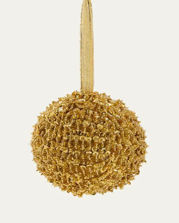 SUDHA PENNATHUR Gold Bead Sequin Ball Ornament