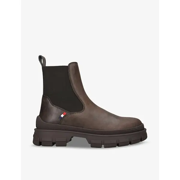 Moncler Hevea Logo-embroidered Leather Chelsea Boots - Dark Brown