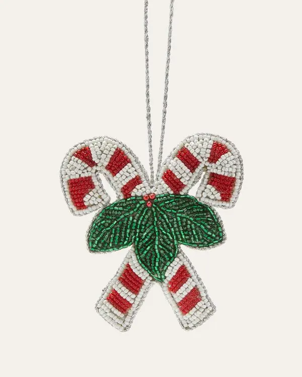 SUDHA PENNATHUR Double Candy Cane Beaded Ornament