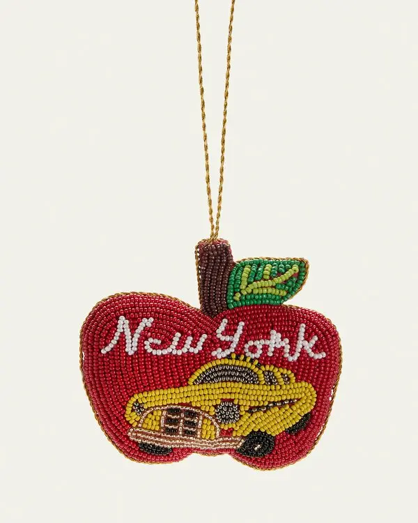 SUDHA PENNATHUR Ny Beaded Apple Taxi Ornament