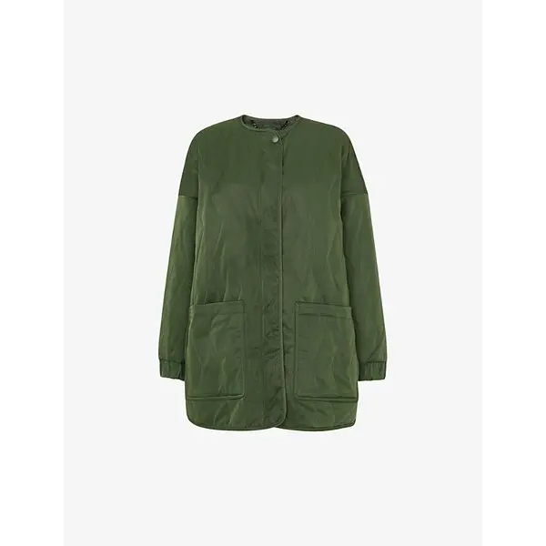 Whistles Esther Quilted Oversized Woven Coat - Khaki/olive