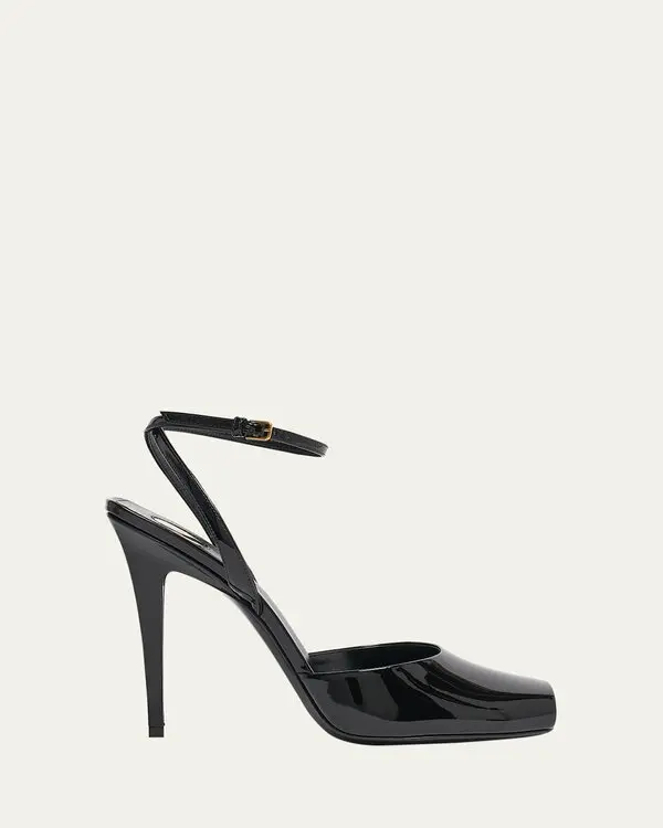 Saint Laurent La Scandale Patent Sandals - Nero