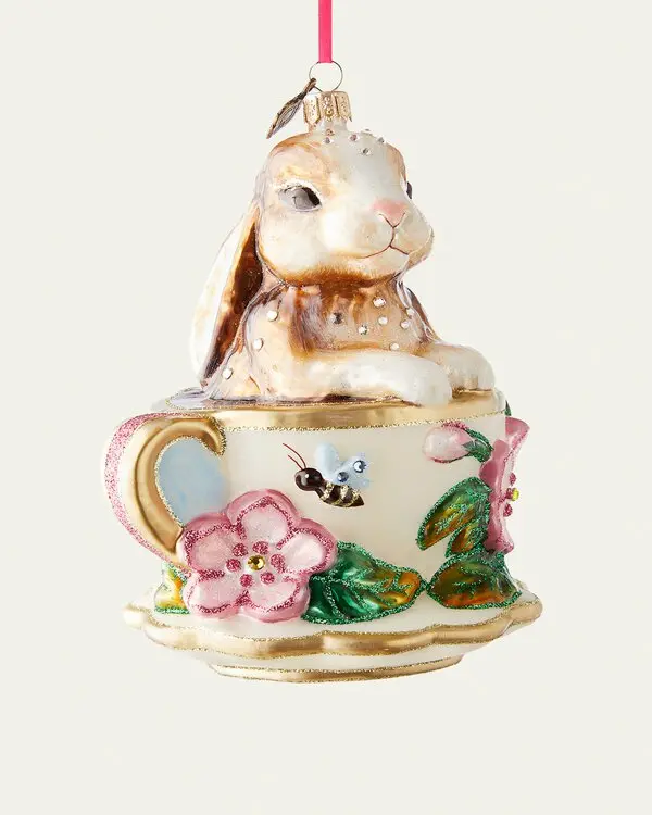 JAY STRONGWATER Bunny Teacup Christmas Ornament - One-color