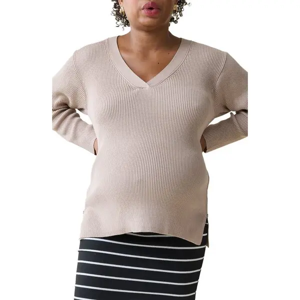 INGRID & ISABEL® Side Zip Rib Maternity/nursing Sweater