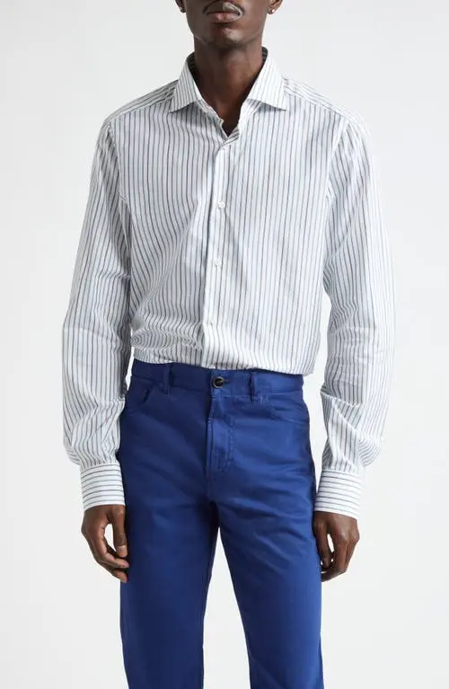 Isaia Stripe Button-up Shirt