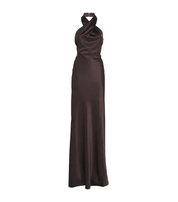 veronica beard alberta stretch-silk halter dress Silk-blend Alberta Maxi Dress