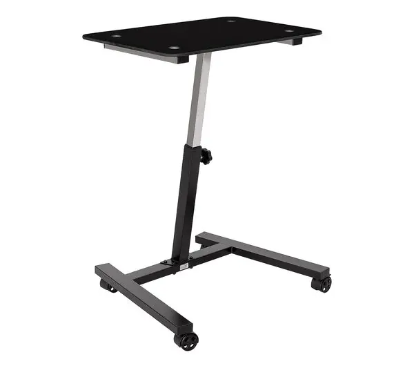 SEVILLE CLASSICS Seville Airlift 23.6 In Glass Height Adjustabl E Mobile Desk