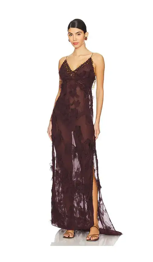 Mirror Palais Feather Bias Dress In Soil - 44% Off | Editorialist