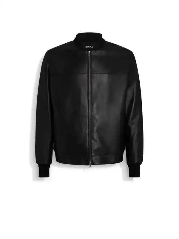 Zegna Nappa Leather Bomber Black Editorialist