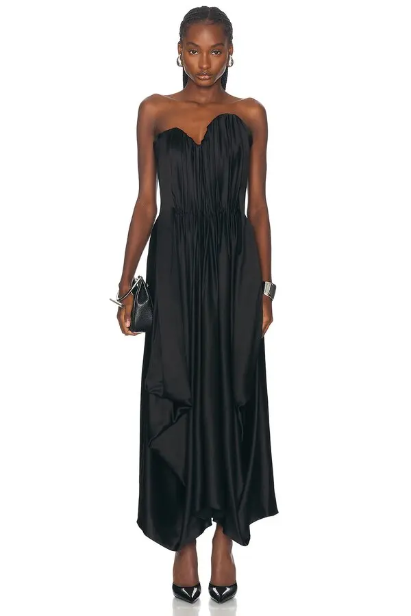 Alexander Mcqueen Strapless Maxi Dress In Black - 56% Off