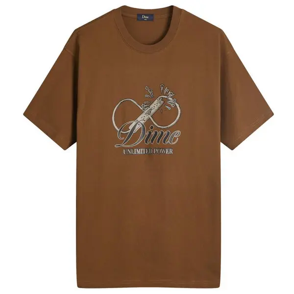 DIME Cursive Power T-shirt - Dark Brown