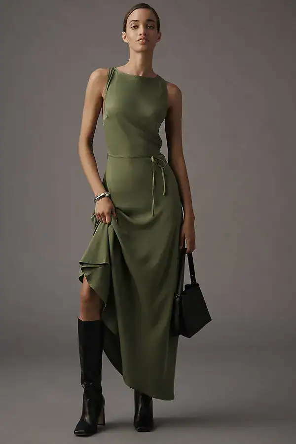 Weworewhat Boat-Neck Slip Maxi Dress In Green - 32% Off | Editorialist
